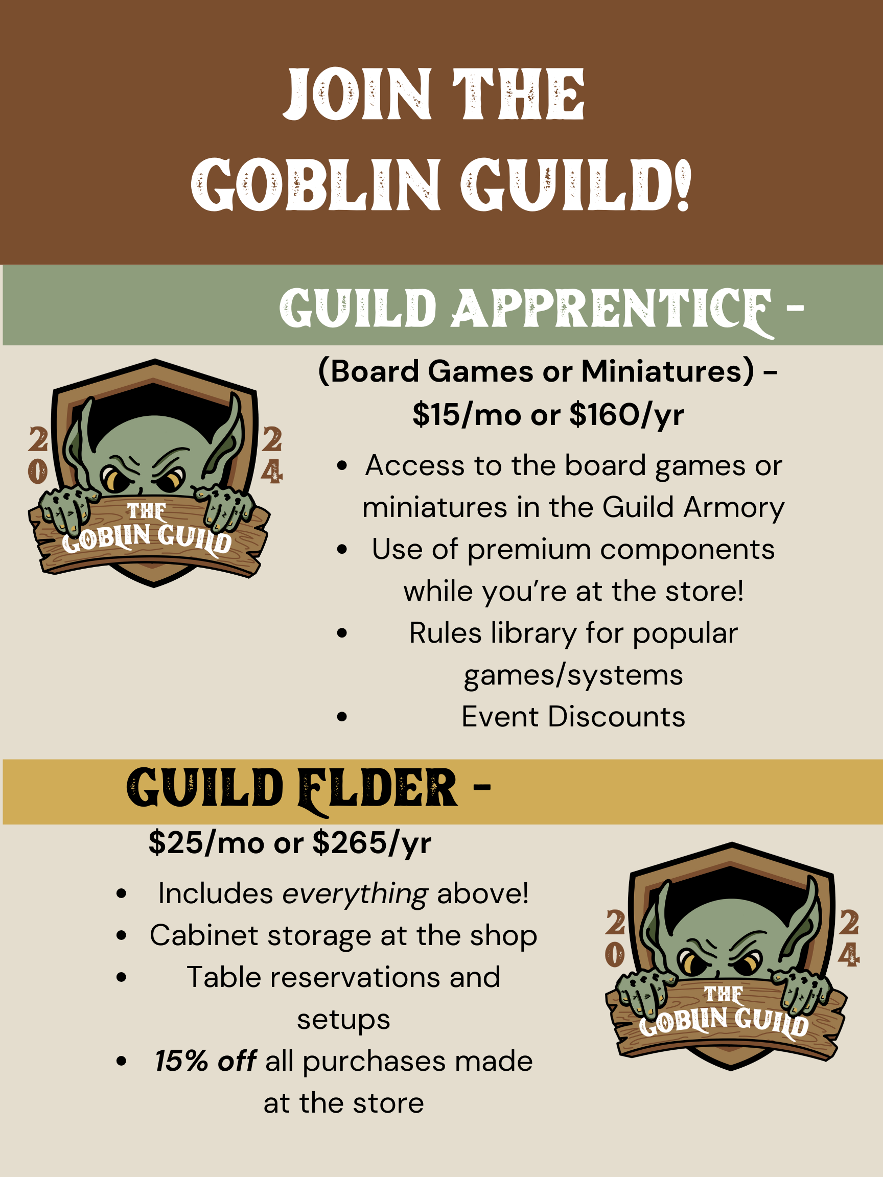 The Squabblin' Goblin | Membership