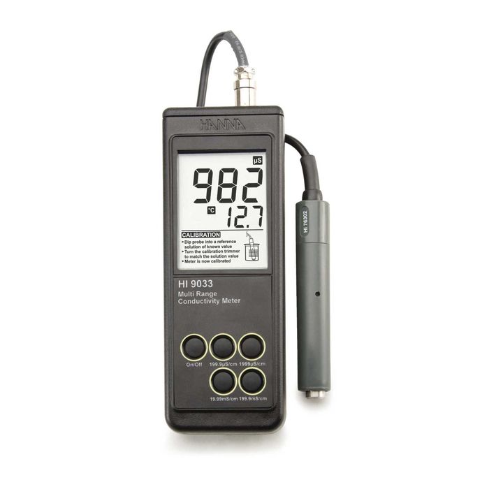 Conductivity Meters with multi-range metering and automatic temp comp