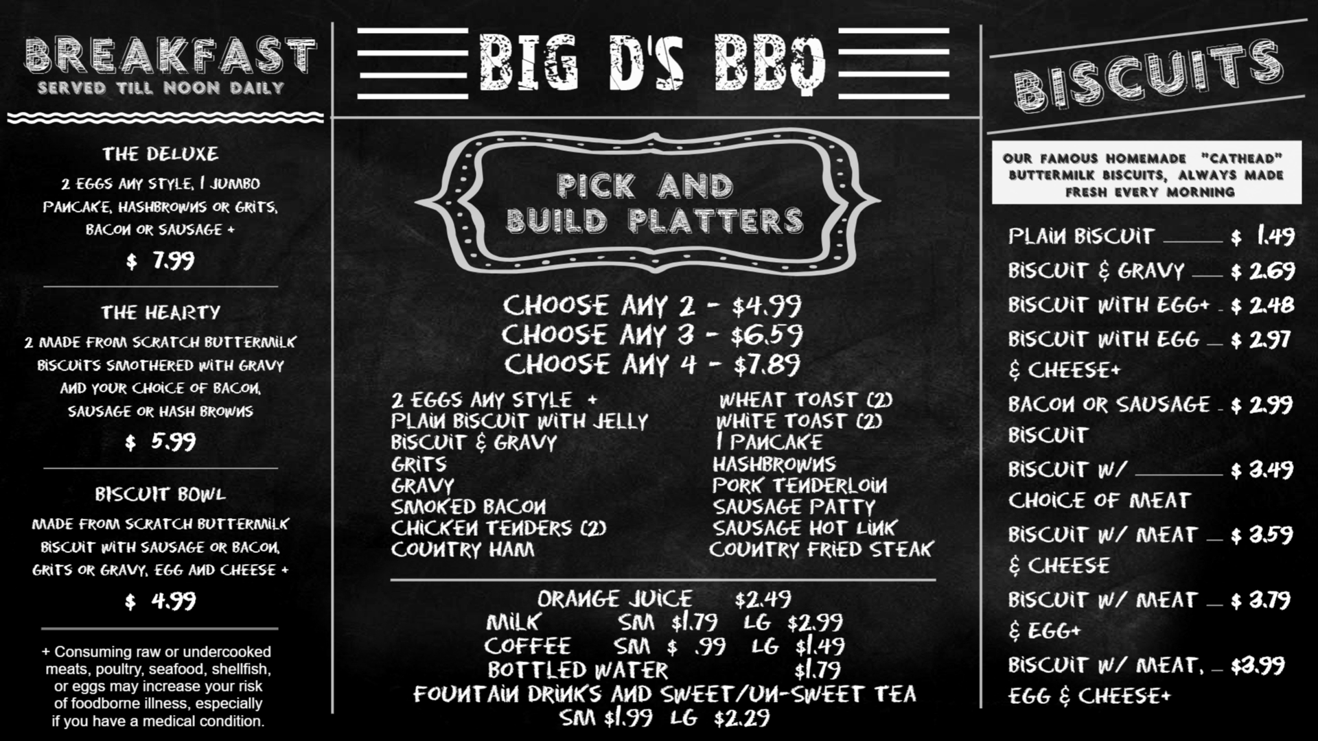 BIG D'S MENU