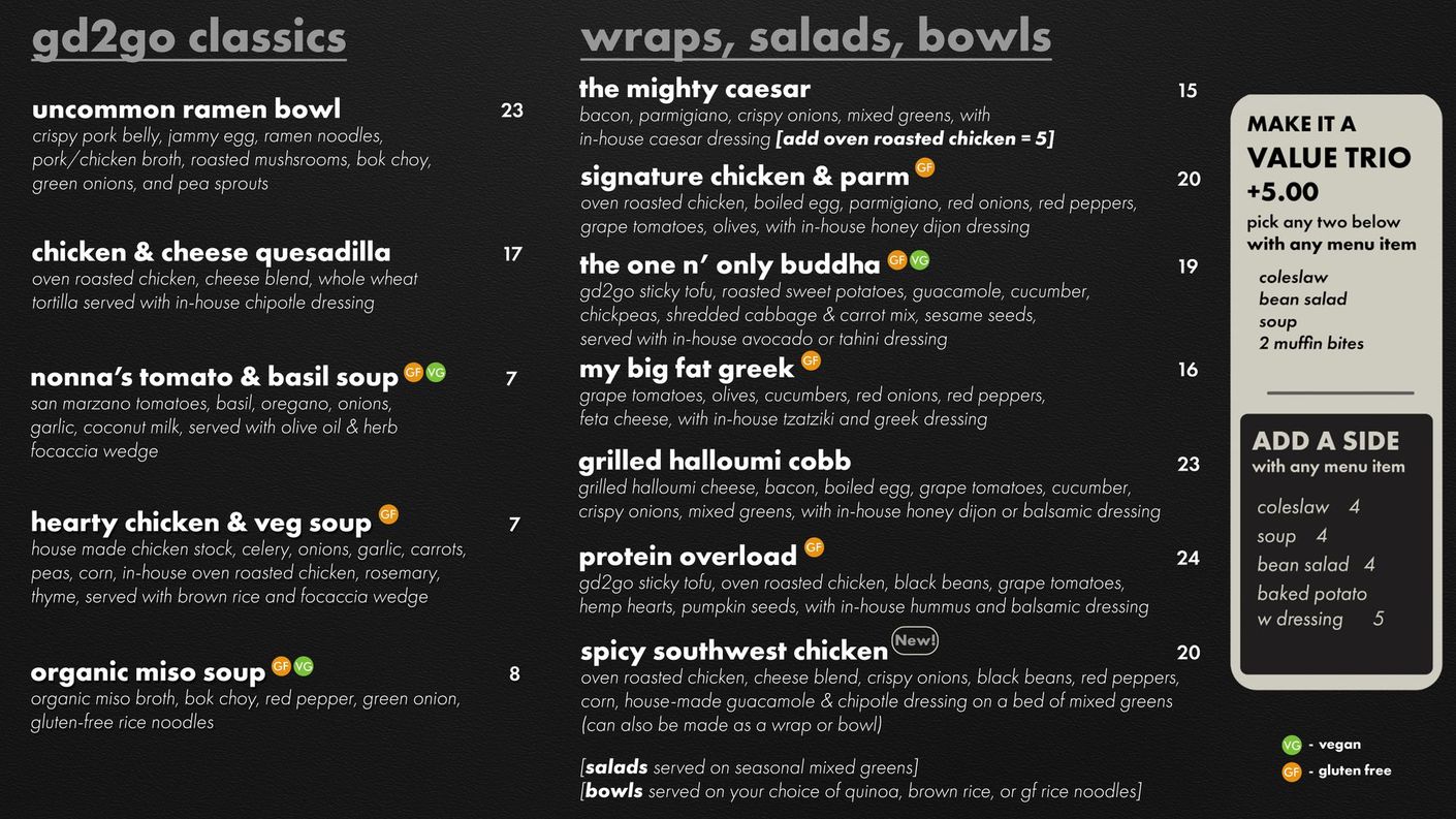 Healthy Meal Menu - Gd2Go North Bay