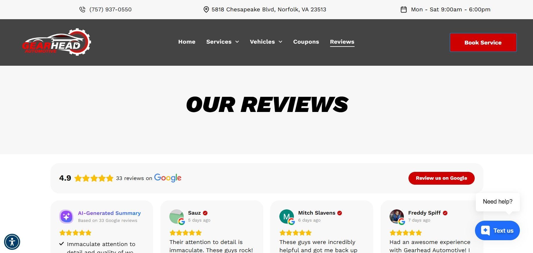 Auto Shop Reviews in Norfolk, VA | Gearhead Automotive