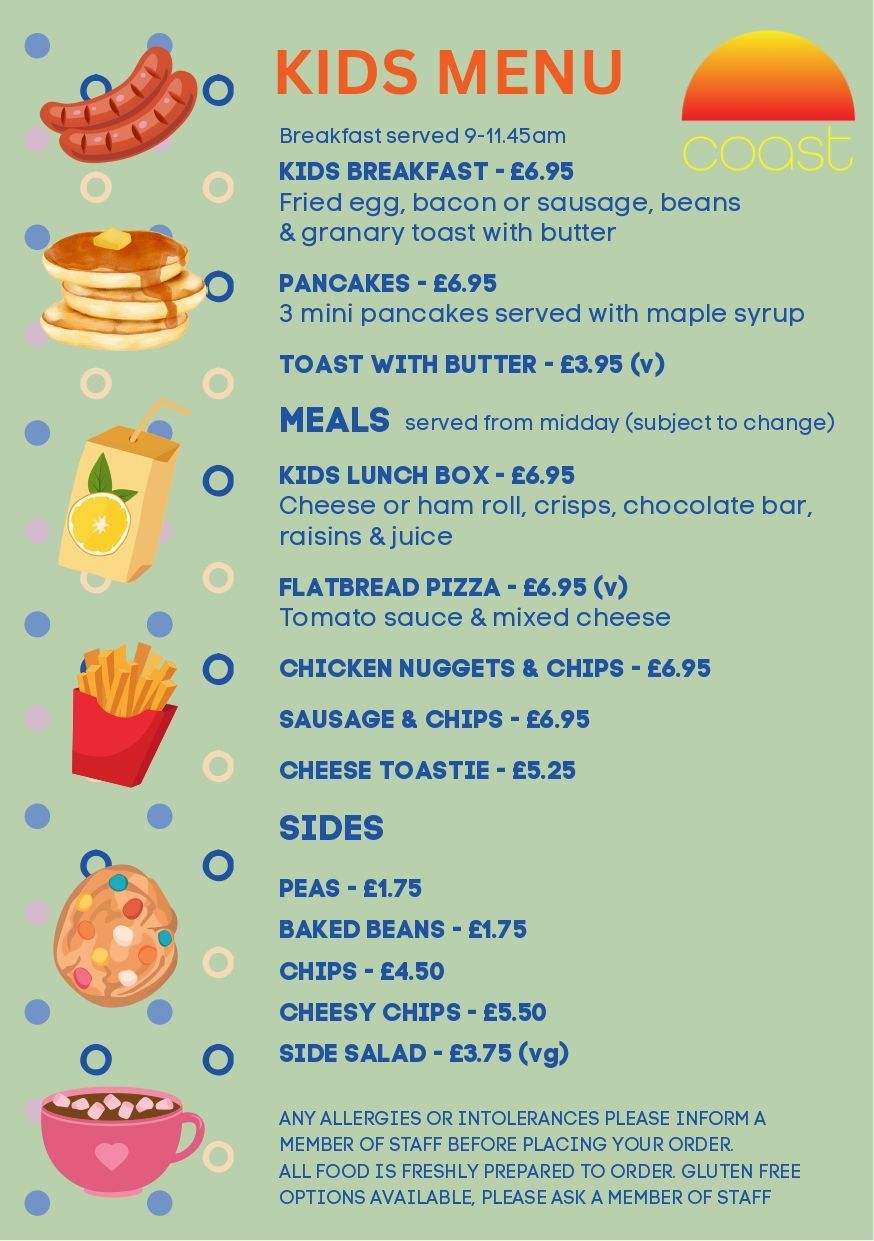 Delicious Menu | Coast Cafe Worthing
