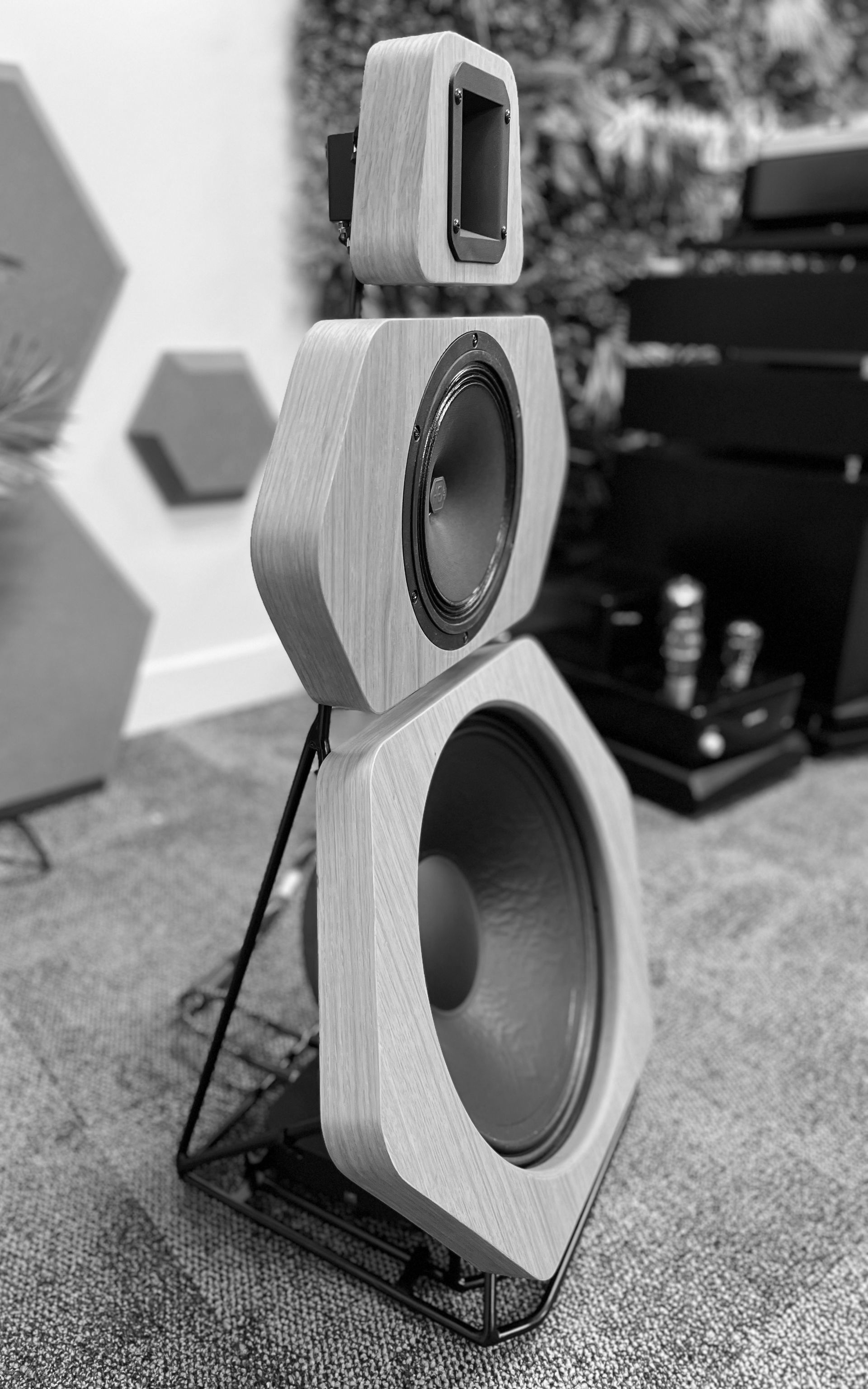 HEX3 compact 3 way open baffle speakers