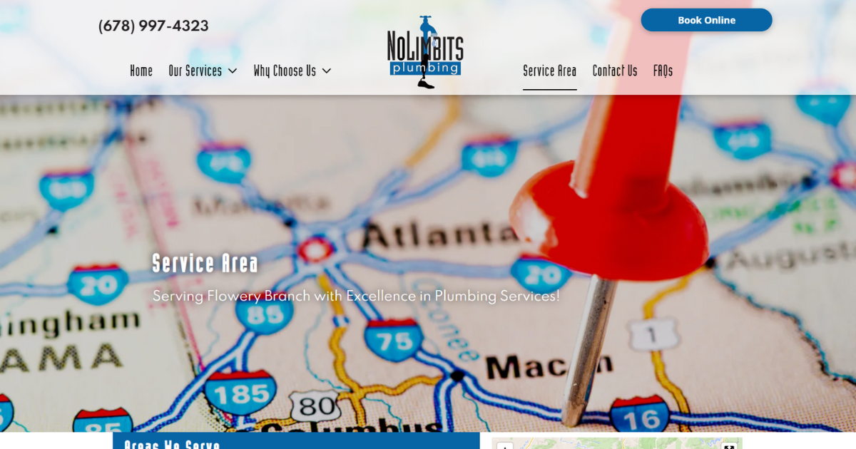 Service Area | NoLimbits Plumbing | Flowery Branch