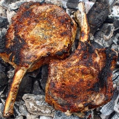 Caveman Tomahawk Pork Chops Recipe | Cowboy Charcoal