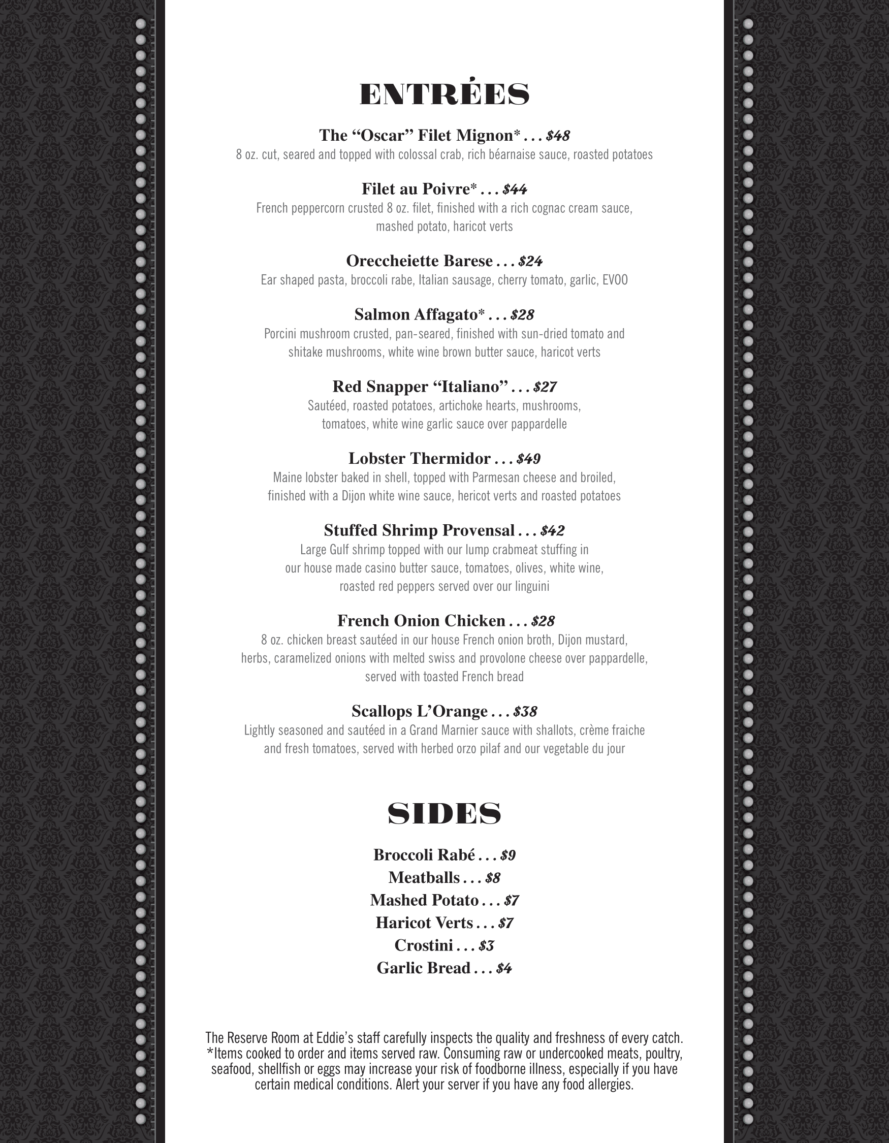 The Reserve Room Menu: Exquisite Culinary Delights at Eddie's LKN