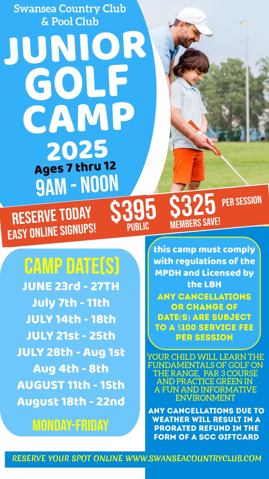 Junior Golf Camps & Clinics | Swansea Country Club | South Coast