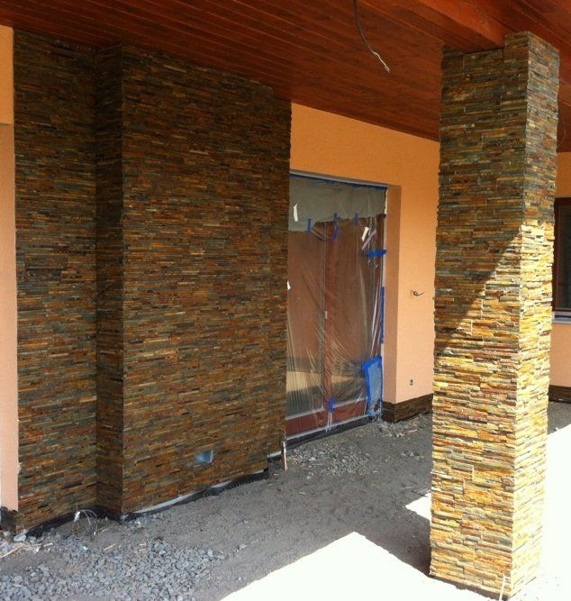 Multicolour Thin Strip Stone Panels | Real Stone Cladding
