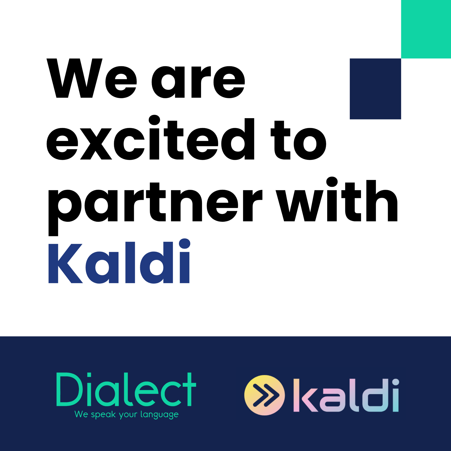 We are pleased to announce the new partnership with Kaldi