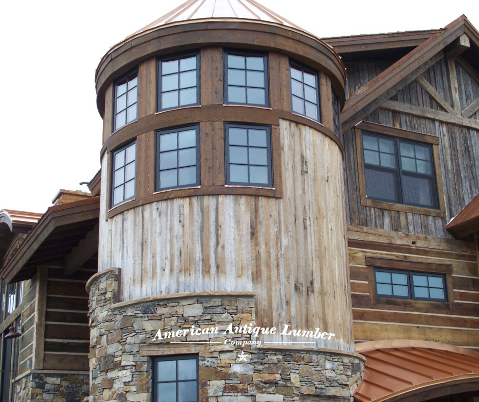 Reclaimed plank and hand hewn siding