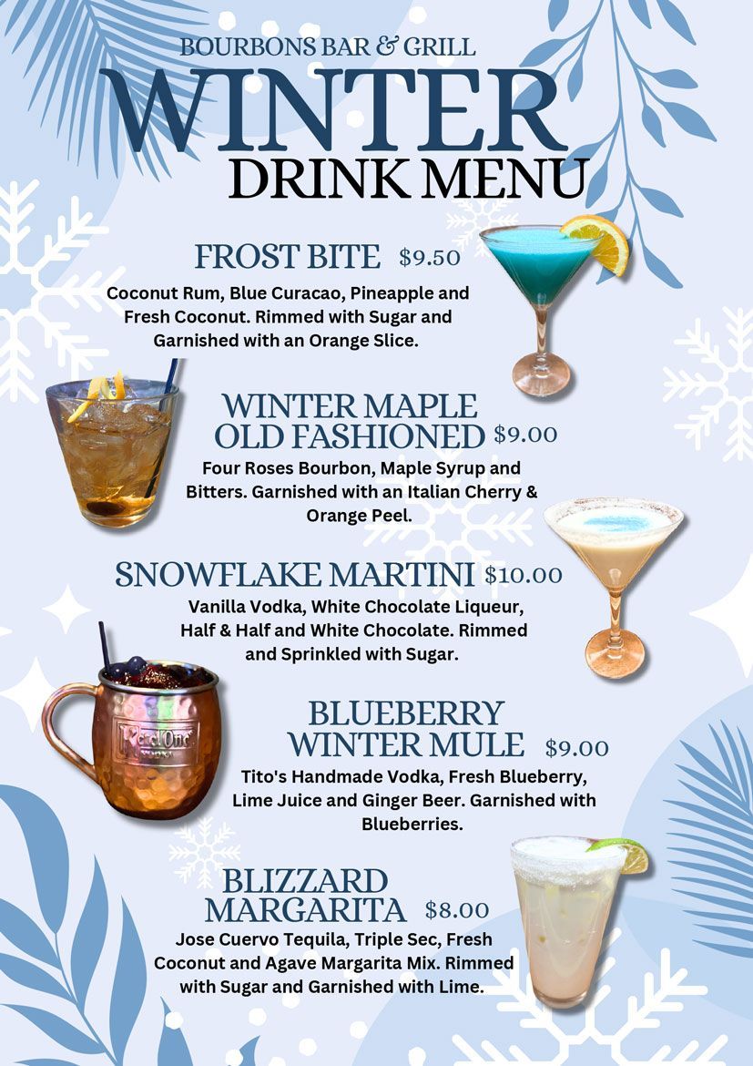 Drink Menu | Coal Valley, IL & Quad Cities | Bourbons Bar and Grill