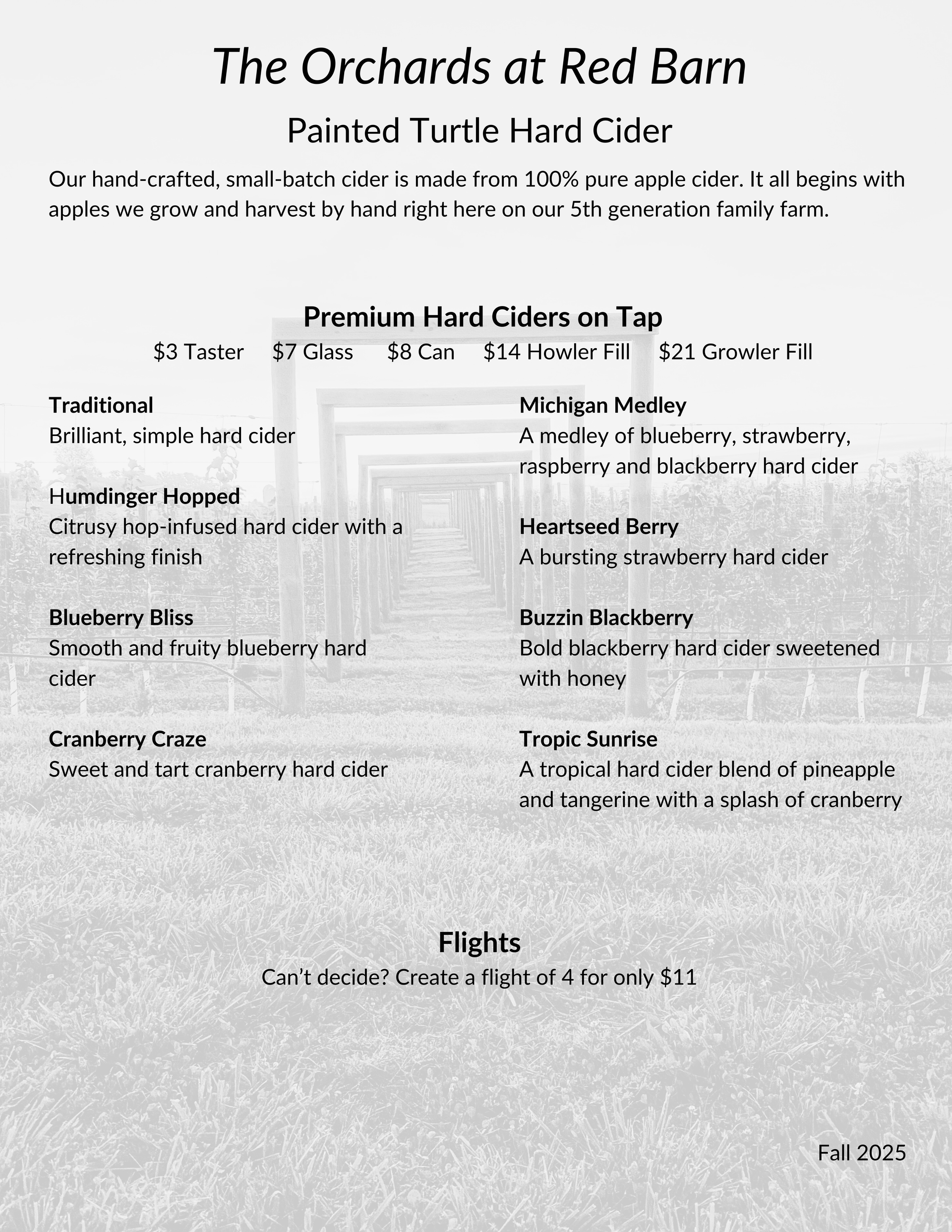Menu | The Orchards at Red Barn