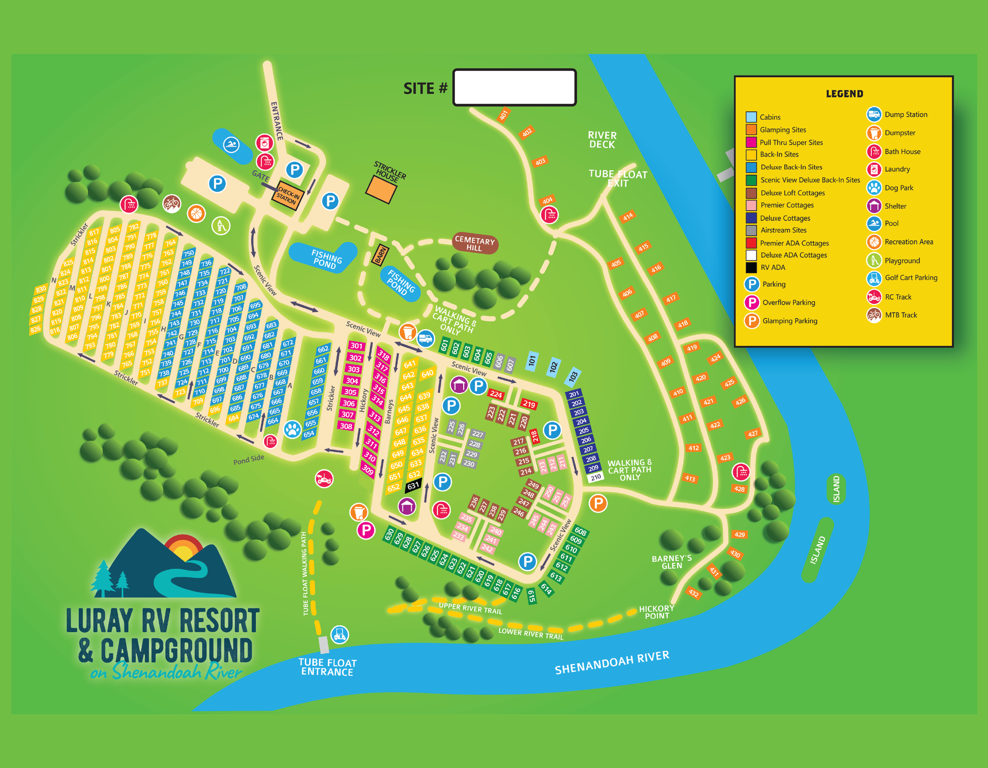 Luray RV Resort on Shenandoah River Property Map