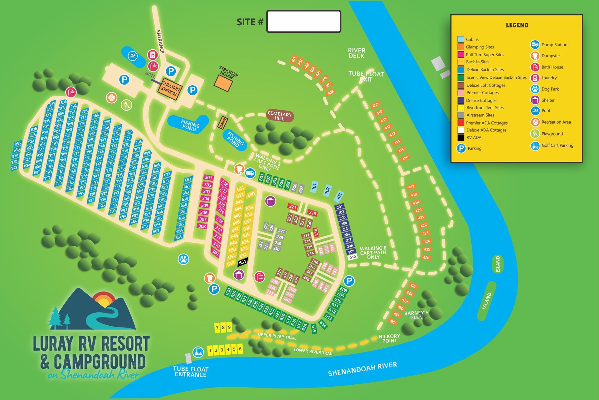 Luray RV Resort on Shenandoah River Property Map