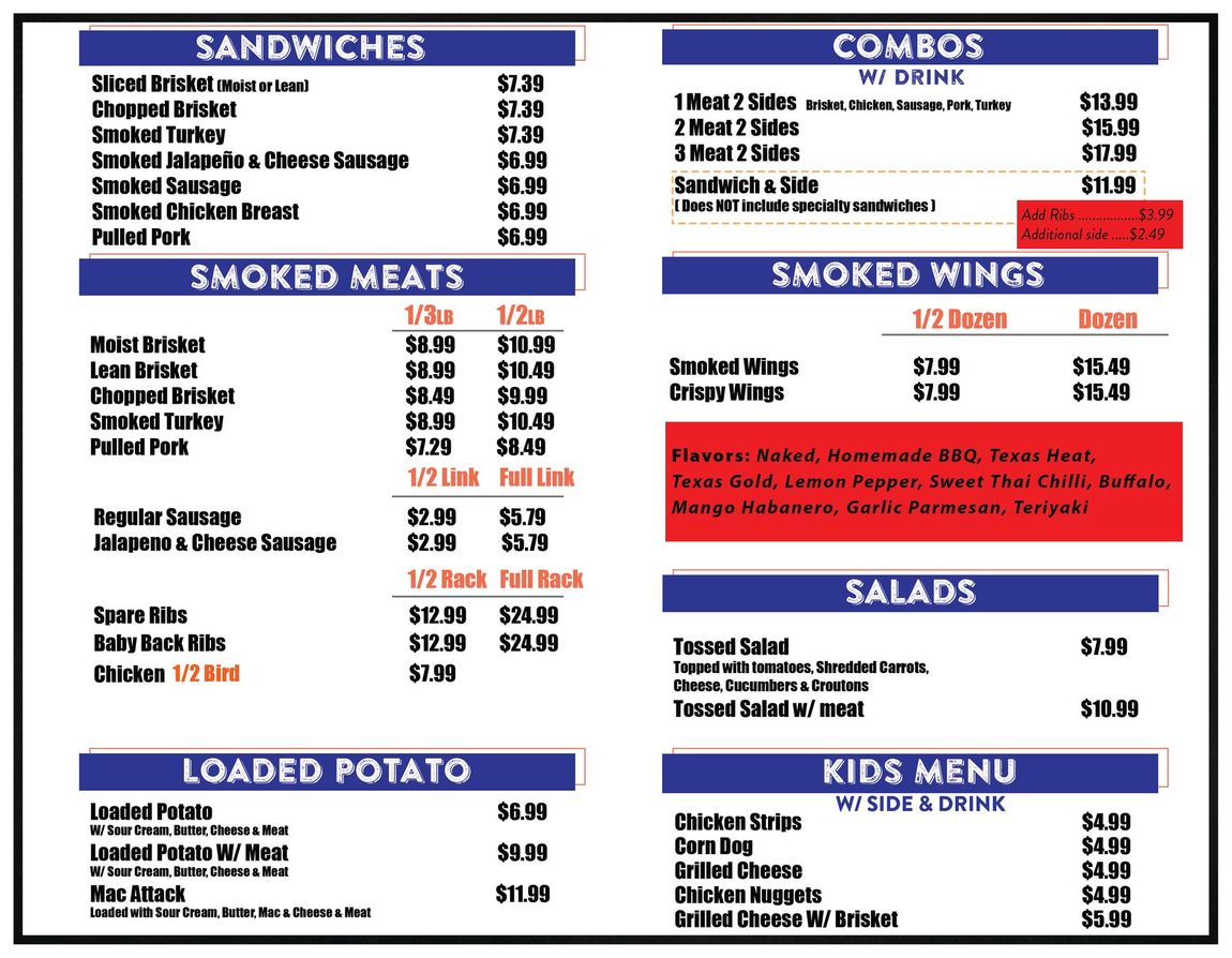 Menu | Reyna's BBQ & Cocina