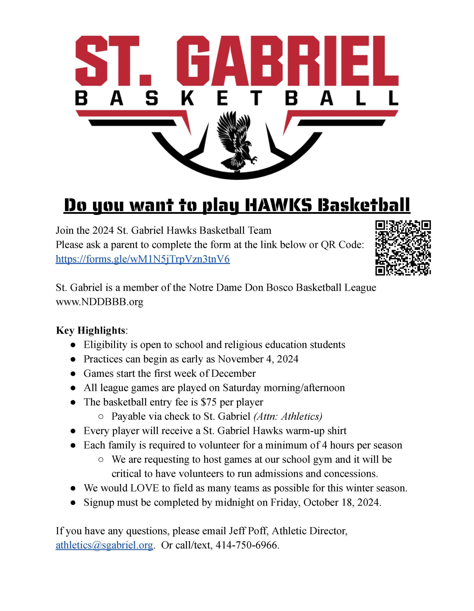 Basketball | St. Gabriel Catholic School - Volunteer Opportunities