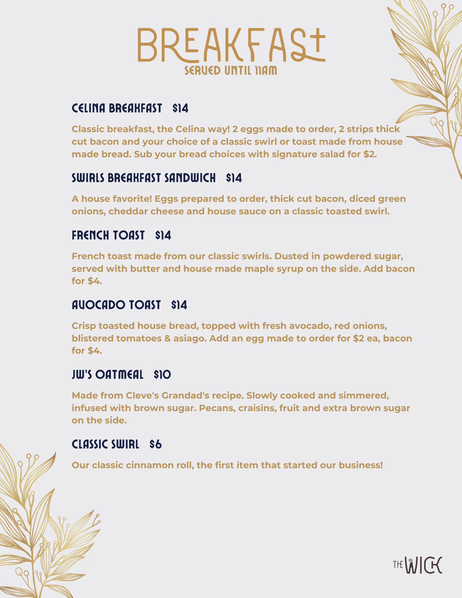 Weekday Menu | The Wick | Celina, Texas