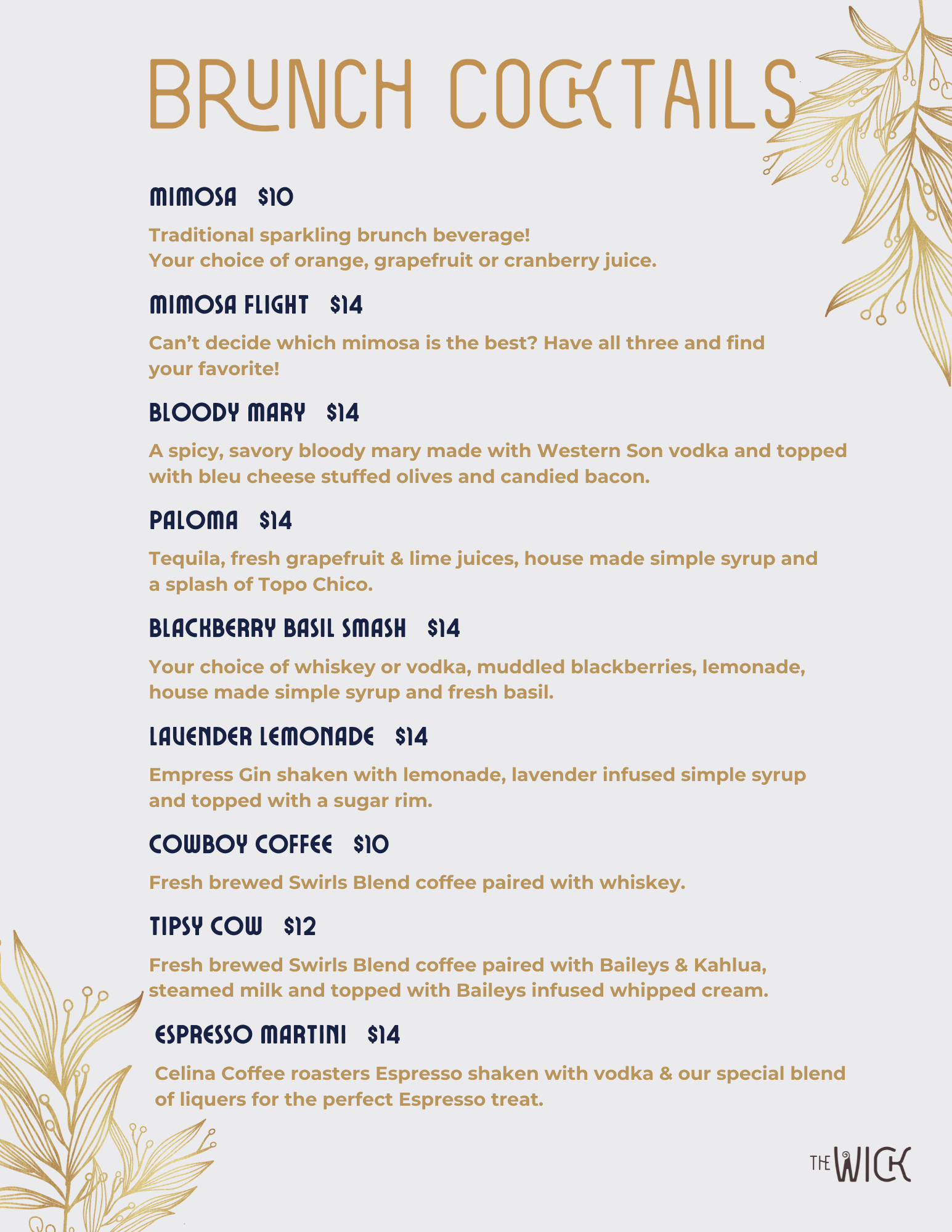 Weekend Menu | The Wick | Celina, Texas