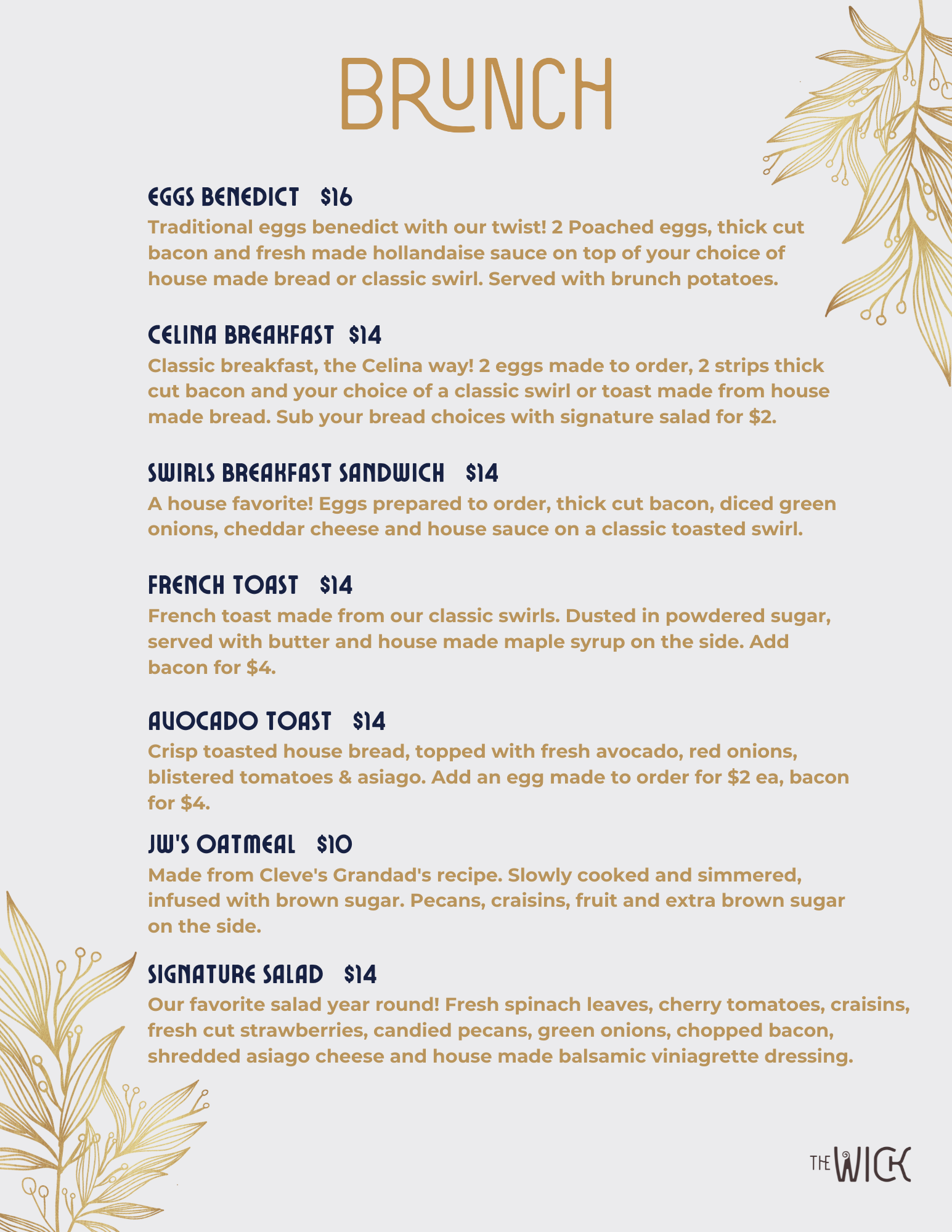 Weekend Menu | The Wick | Celina, Texas