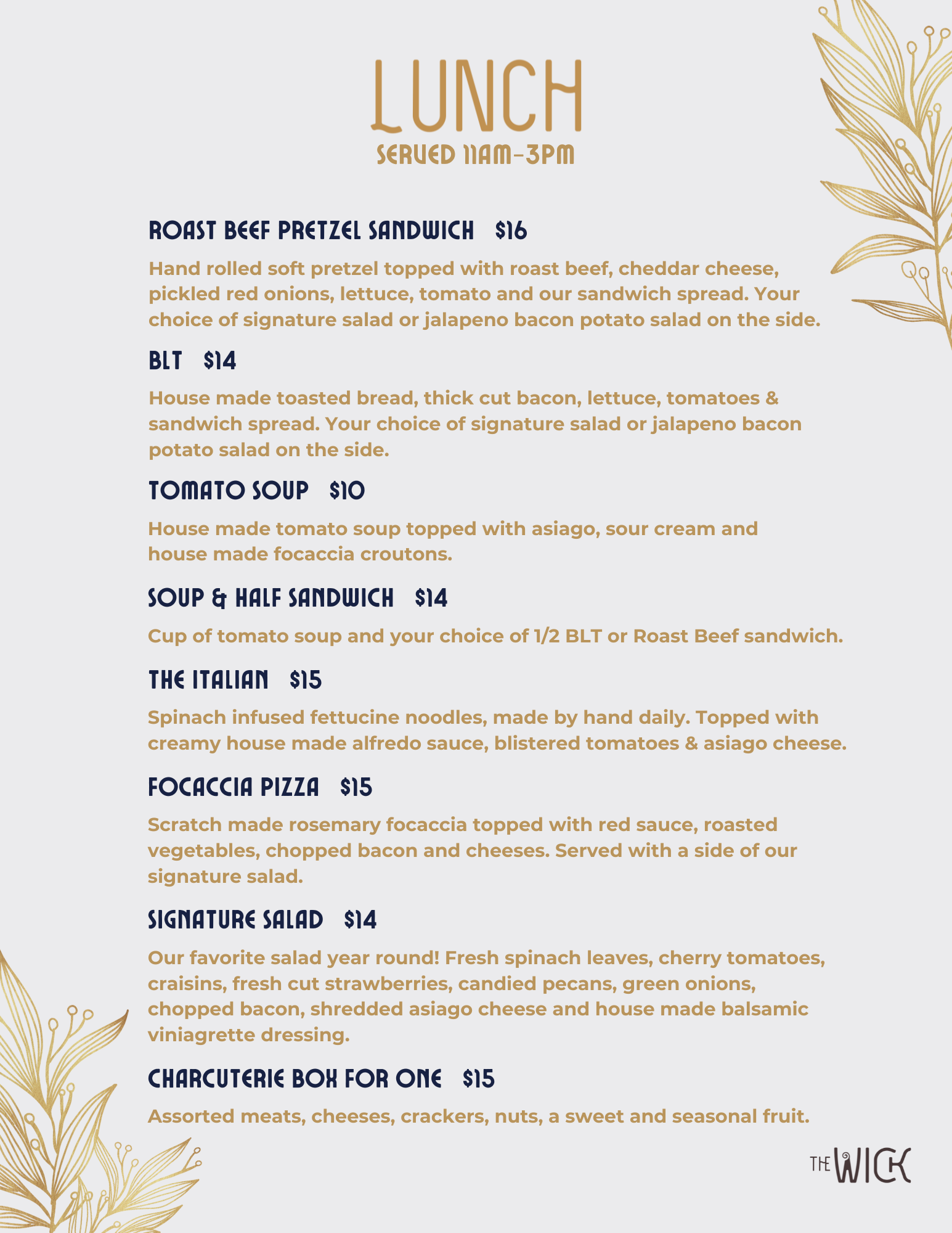 Weekday Menu | The Wick | Celina, Texas