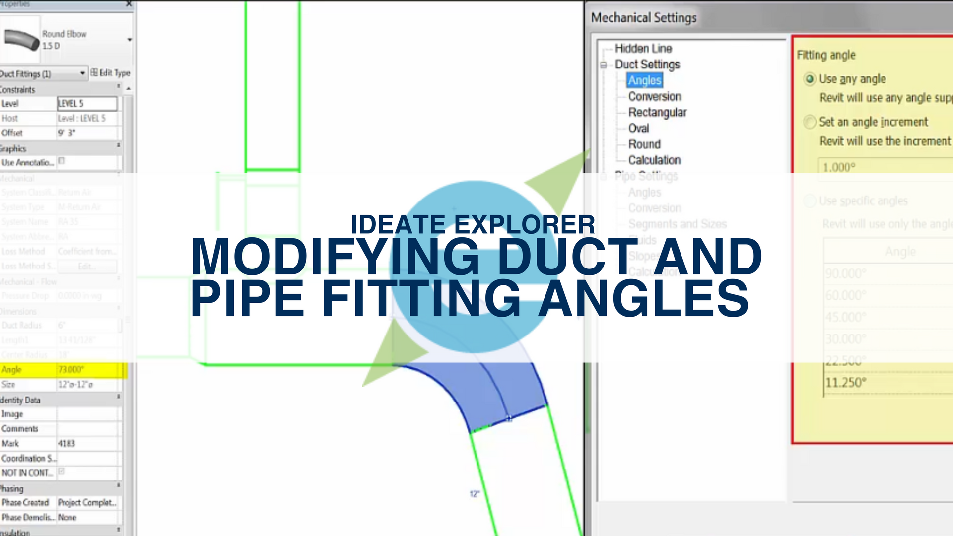 Modifying Duct and Pipe Fitting Angles with Ideate Explorer