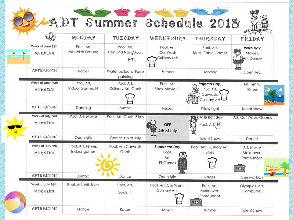 ADT Summer Schedule
