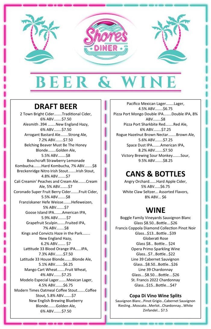 Shores Diner Menu | Order Online or Call (858) 999-0018!