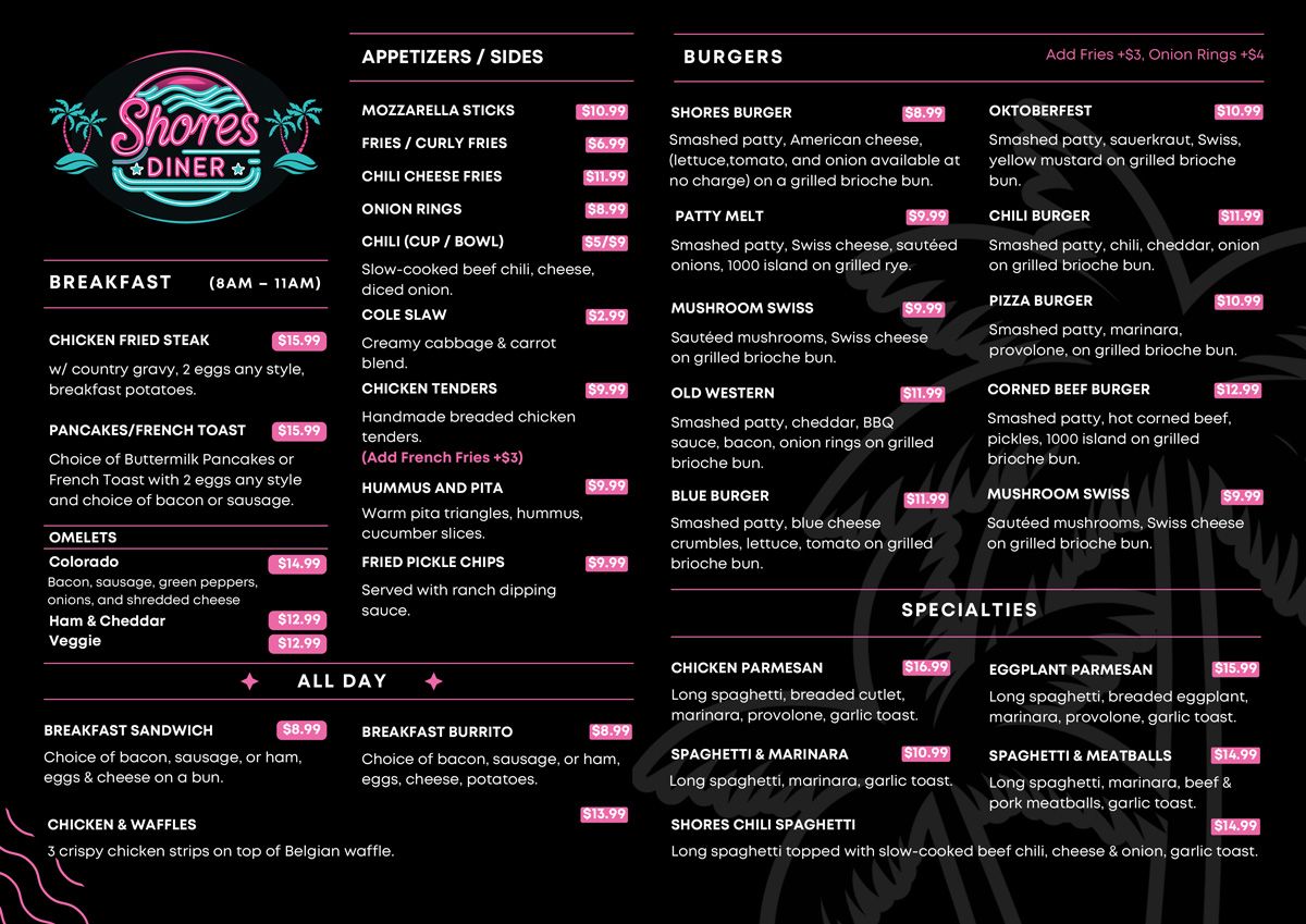 Shores Diner Menu | Order Online or Call (858) 999-0018!