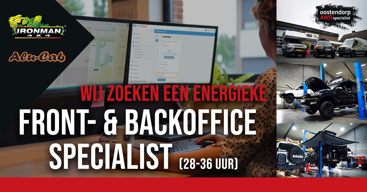 Vacature front- en backoffice specialist | 4WD Specialist. De specialist in Alu-Cab en Ironman 4x4