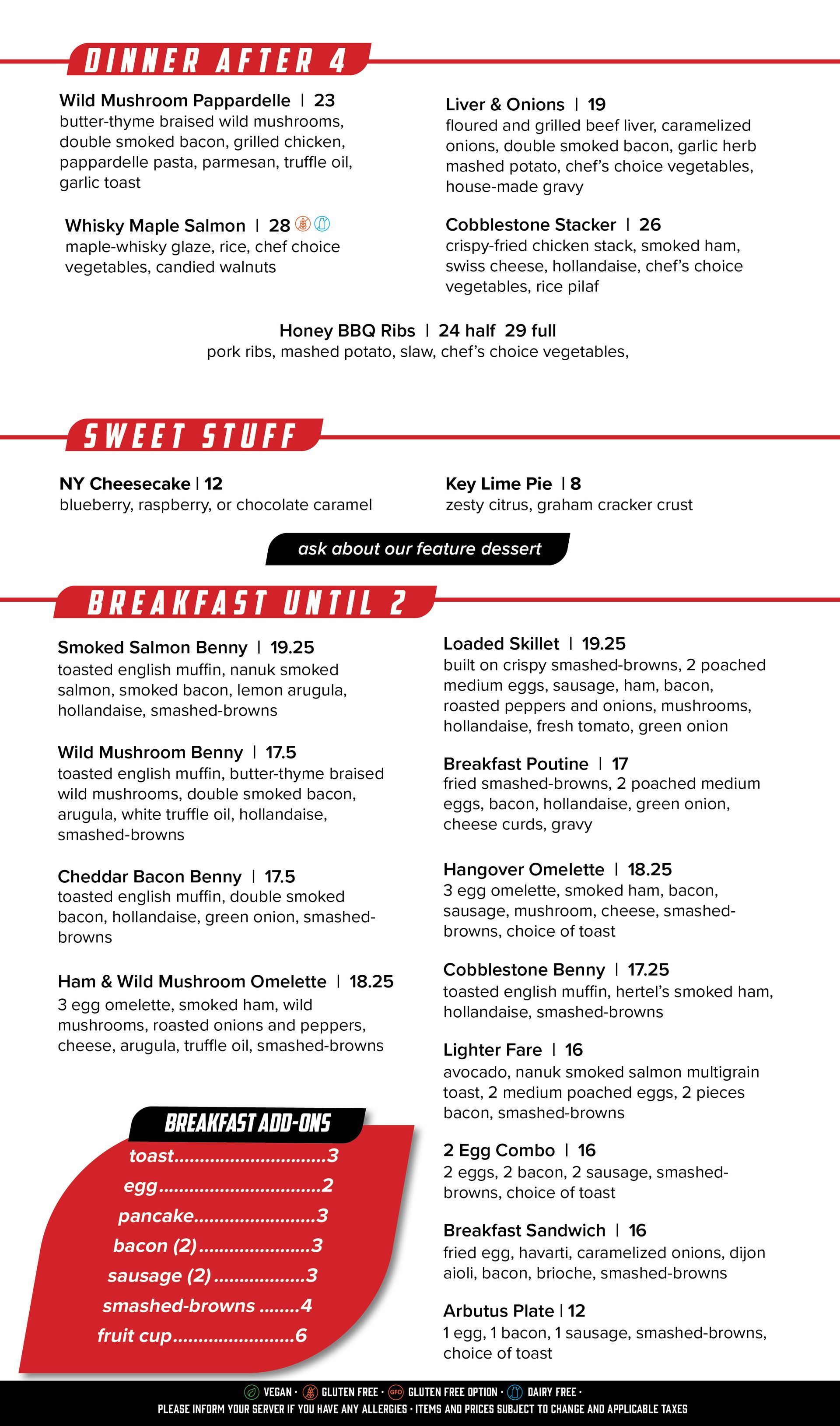 Cobblestone - The Menu