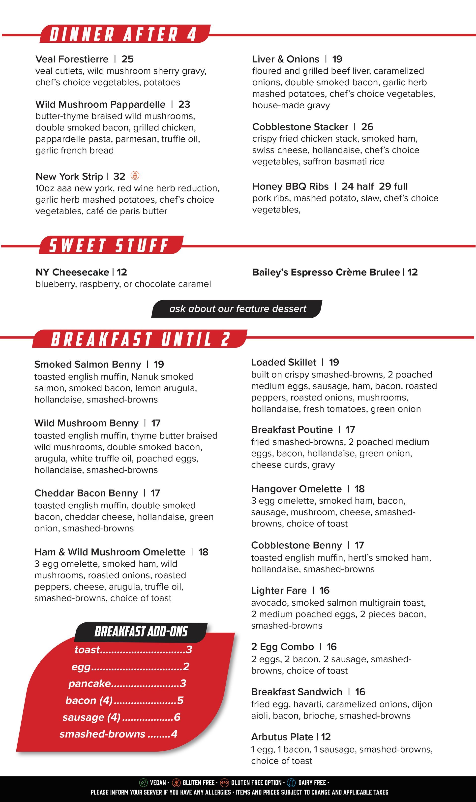 Cobblestone - The Menu