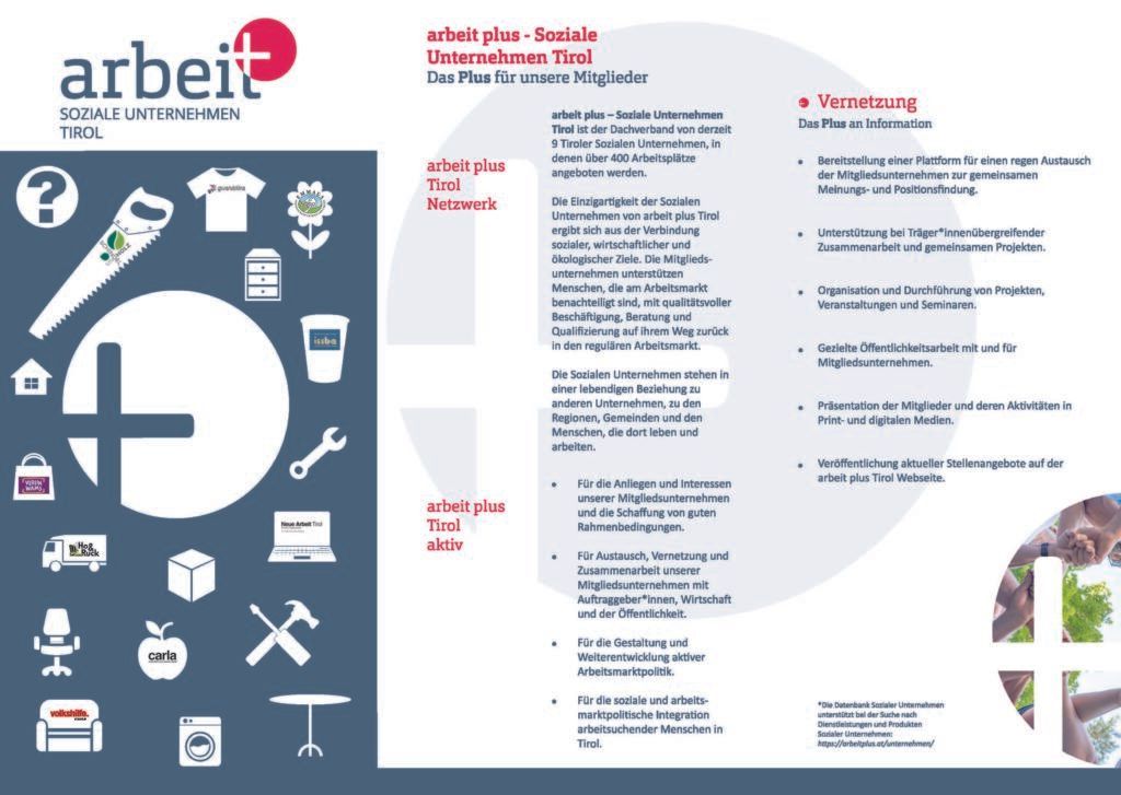 Neuer Flyer arbeit plus Tirol
