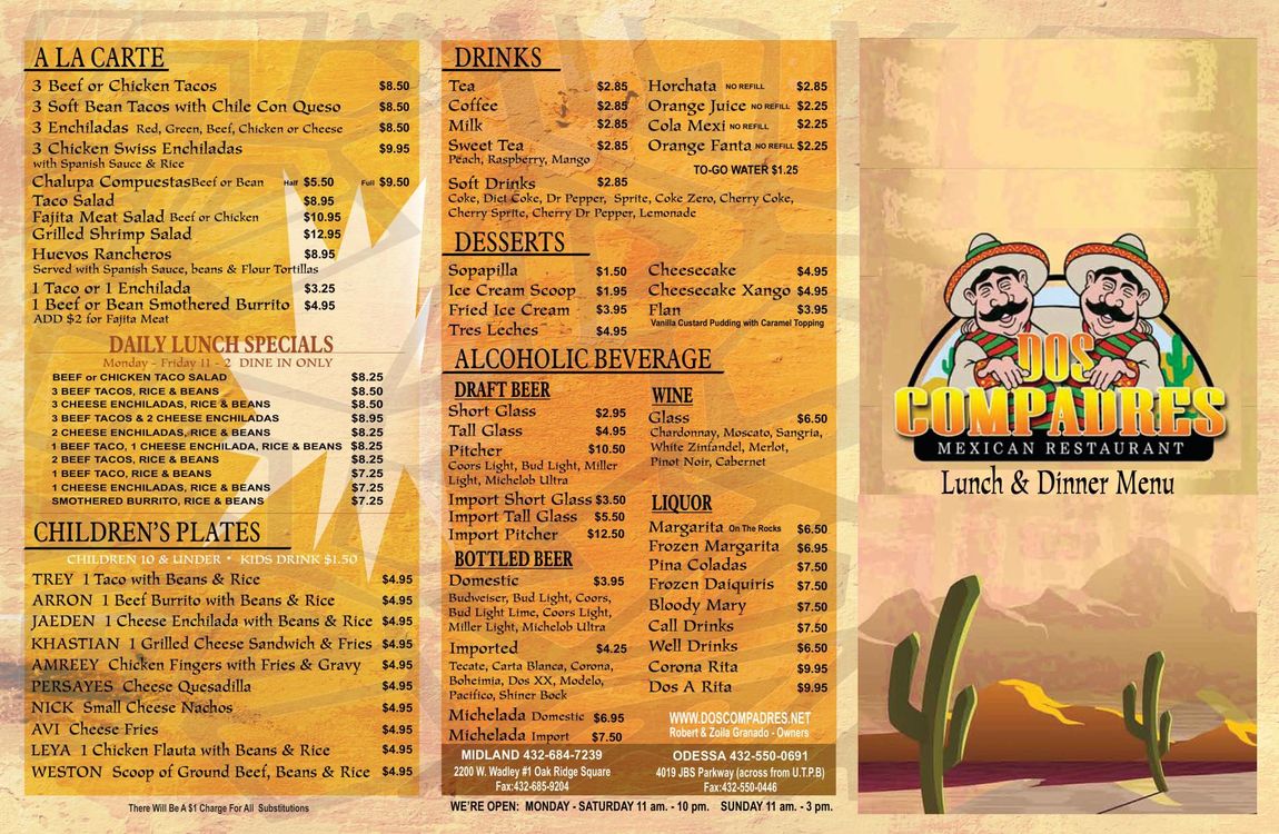 Mexican Food | Odessa & Midland, TX | Dos Compadres Mexican Restaurant