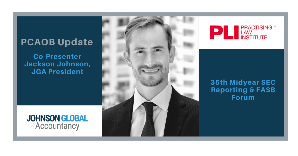 Jackson Johnson, JGA President, to deliver PCAOB Update and Developments