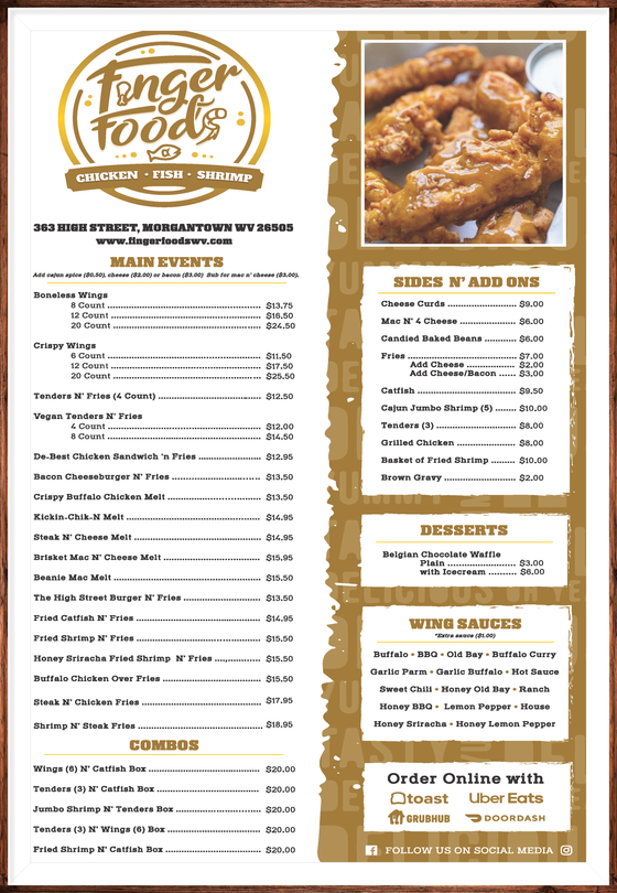 Finger Foods Restaurant | Morgantown WV | Order Online