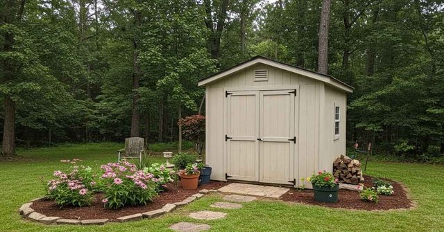New Landscaping Around Shed A Backyard Shed Makes Spring Landscaping