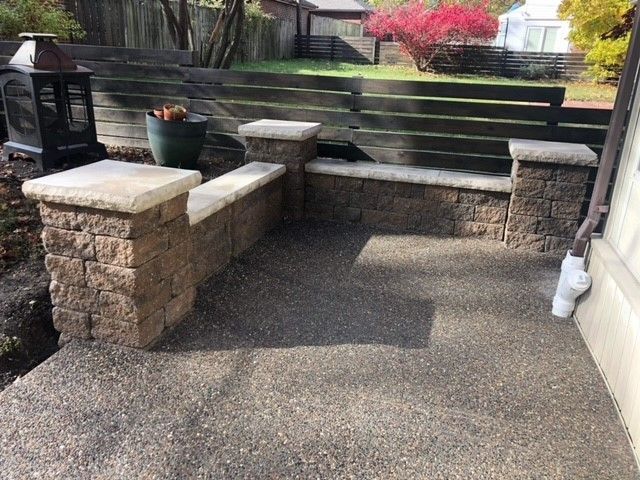 Exposed Aggregate Patio and Sitting Wall Clayton, MO