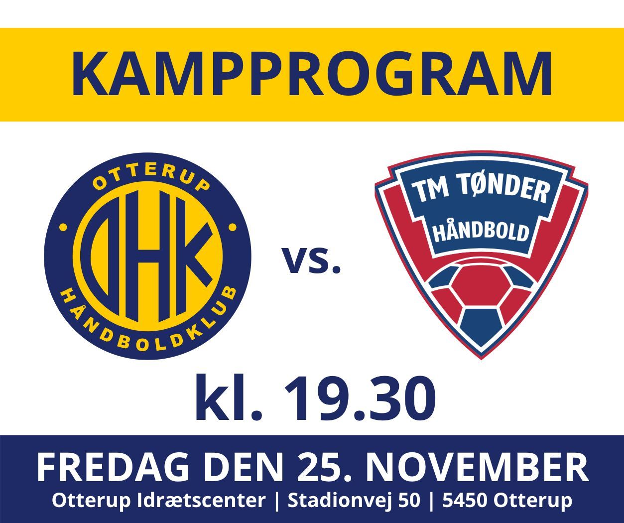 OHK 1. hold møder TM Tønder fredag d. 25. nov. kl. 19.30