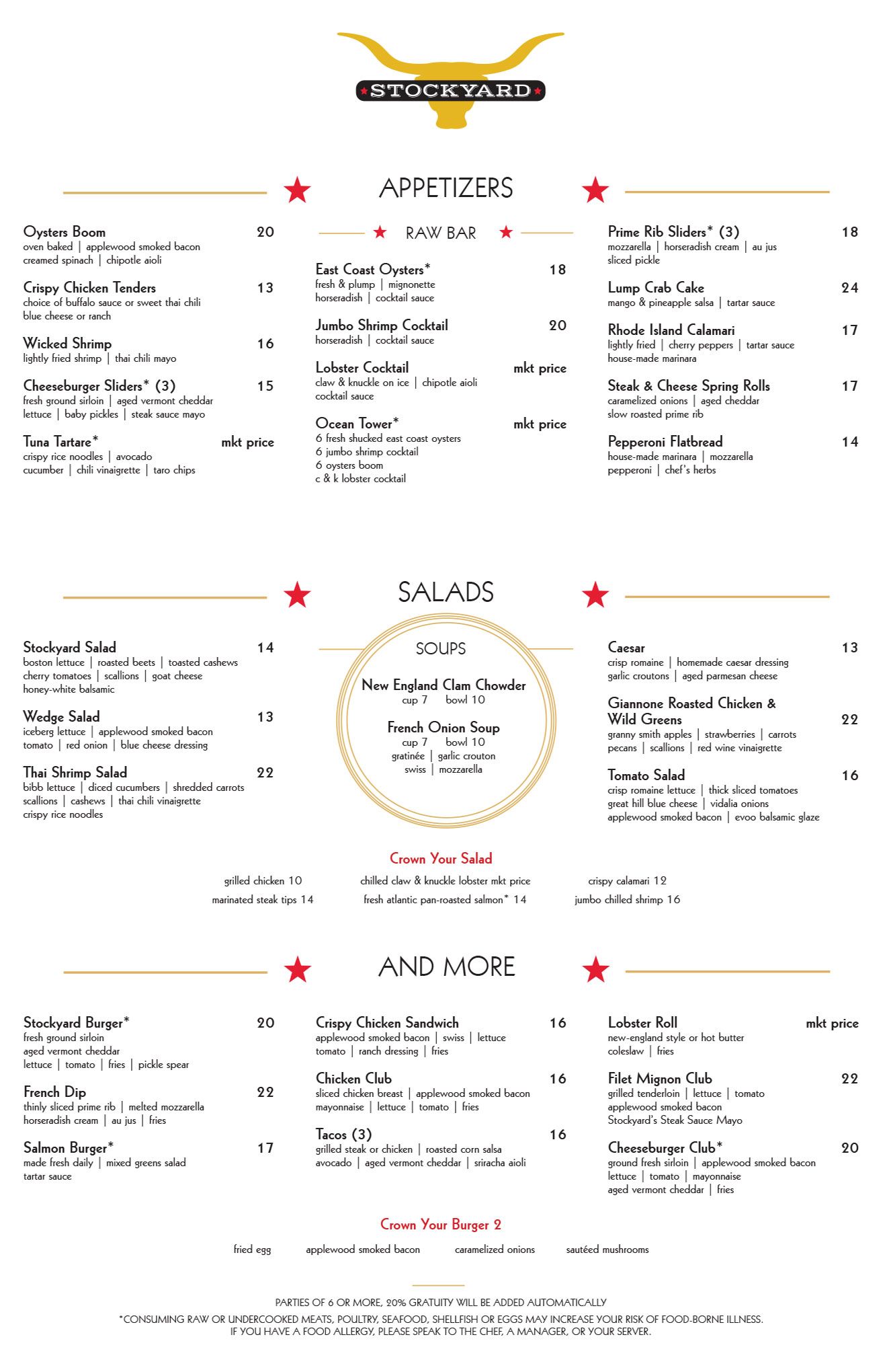 Main Menu - Stockyard Restaurant Boston's Best Steakhouse