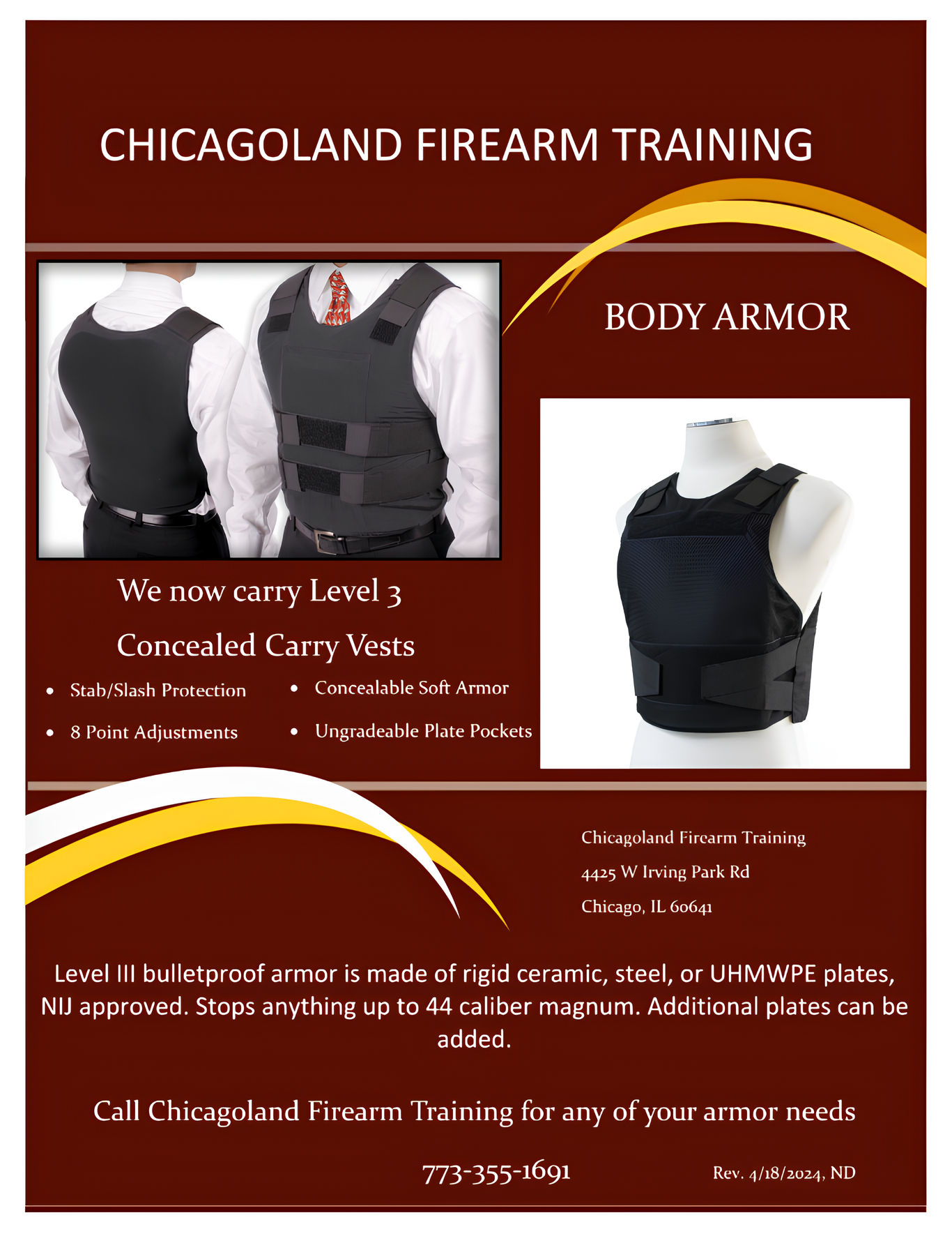 Body Armor | Chicagoland | 773-355-1691