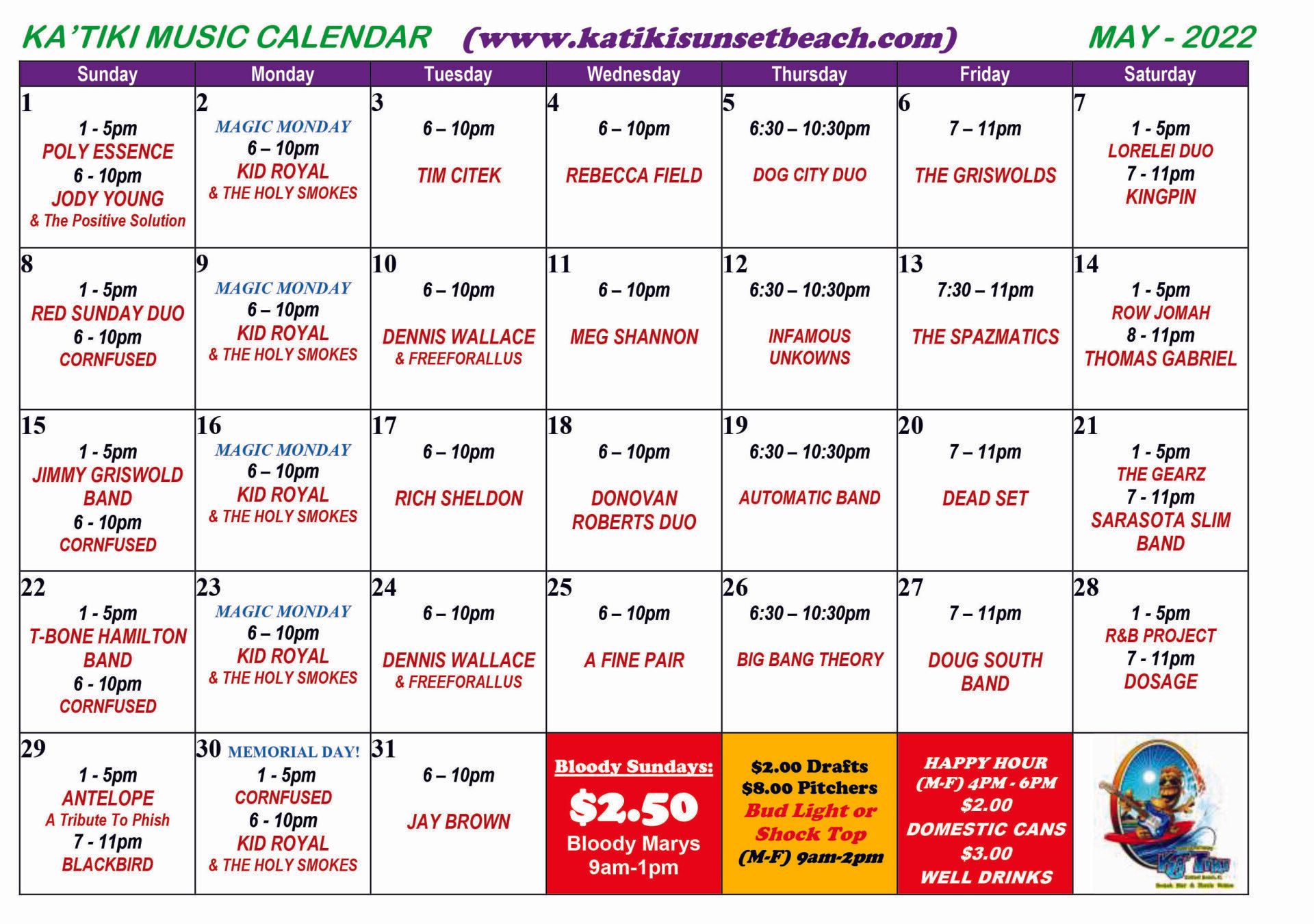 Ka'Tiki Beach Bar and Music Venue | Treasure Island, FL