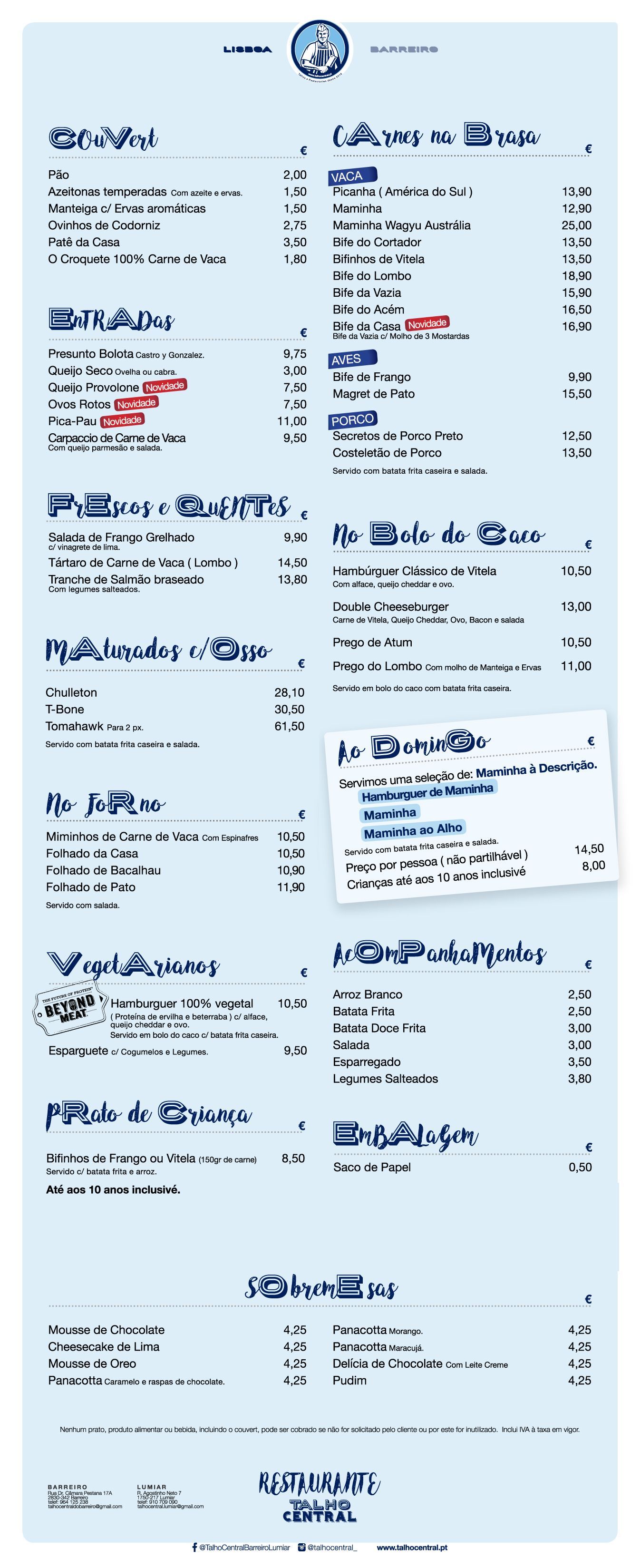 Menu Lisboa