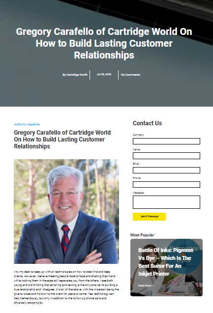 Gregory Carafello of Cartridge World On How to Build Lasting Customer ...