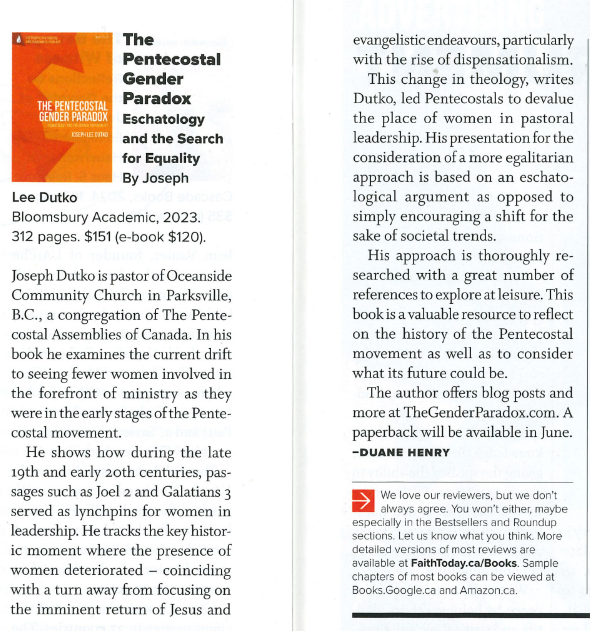 The Pentecostal Gender Paradox Featured in Faith Today Magazine