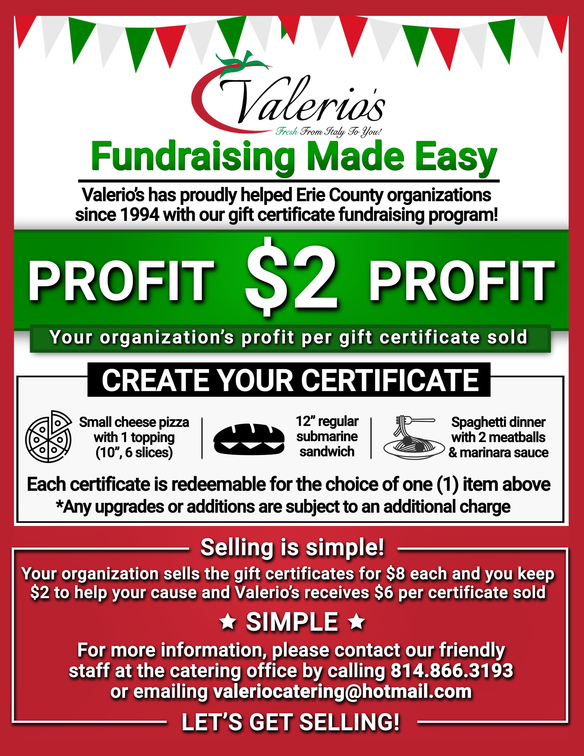 Menu | Erie, PA | Valerio’s Italian Restaurant & Pizzeria