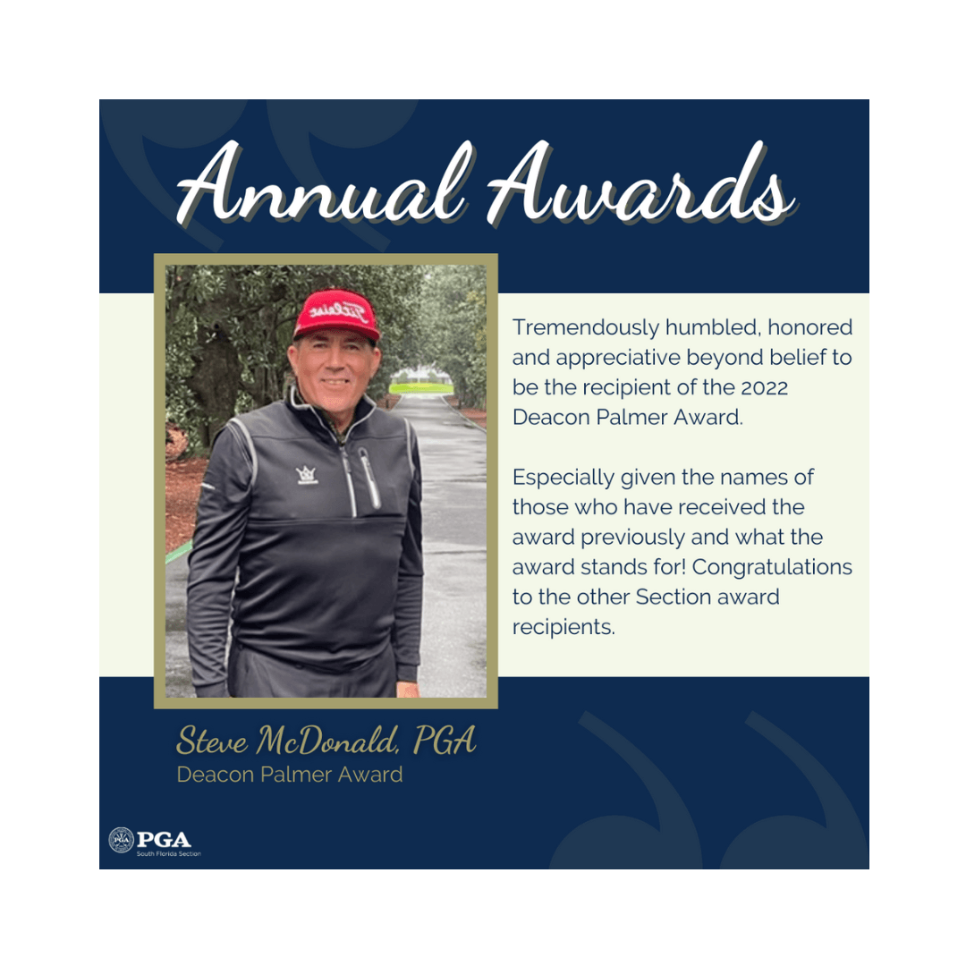 Steve McDonald Honored with South Florida PGA Deacon Palmer Award