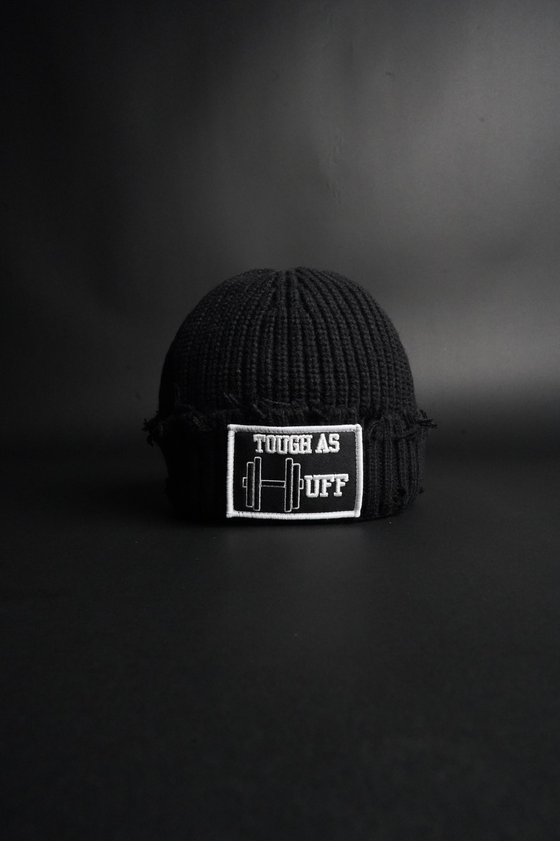 Tough As Huff Knit Beanie - Rugged Black Distressed Style