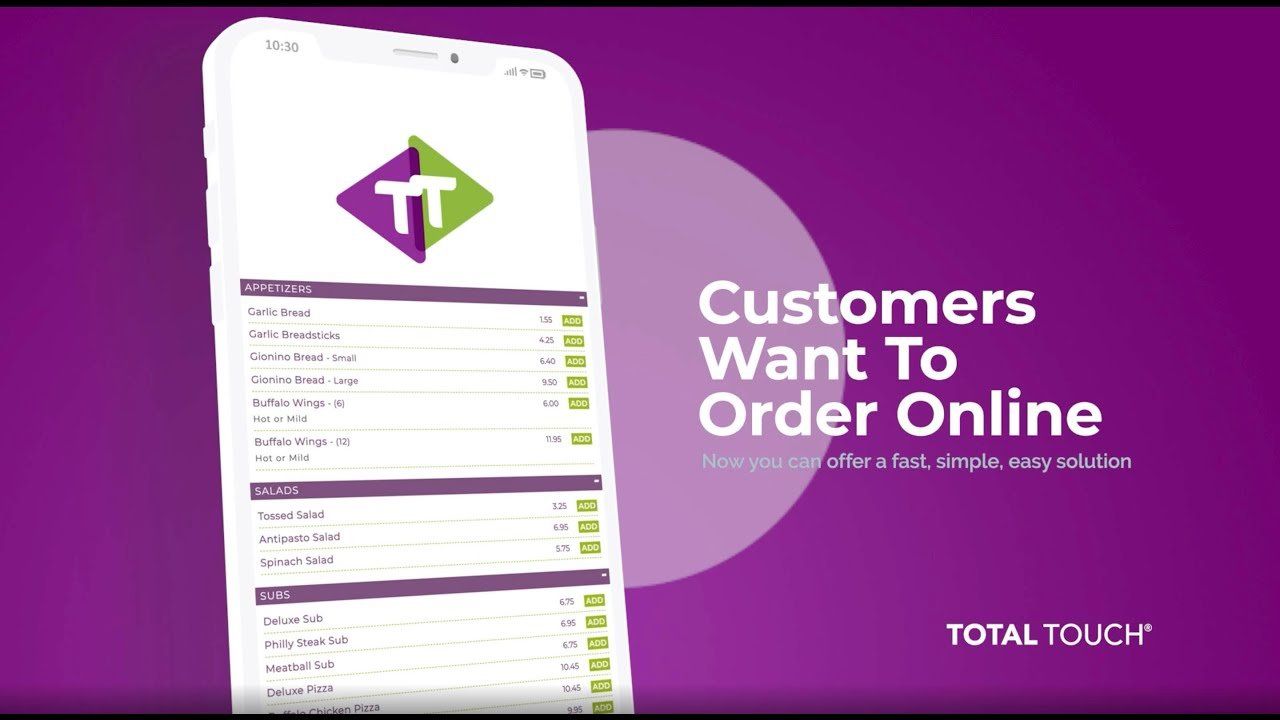 Online Ordering and Mobile Ordering with Total Touch POS