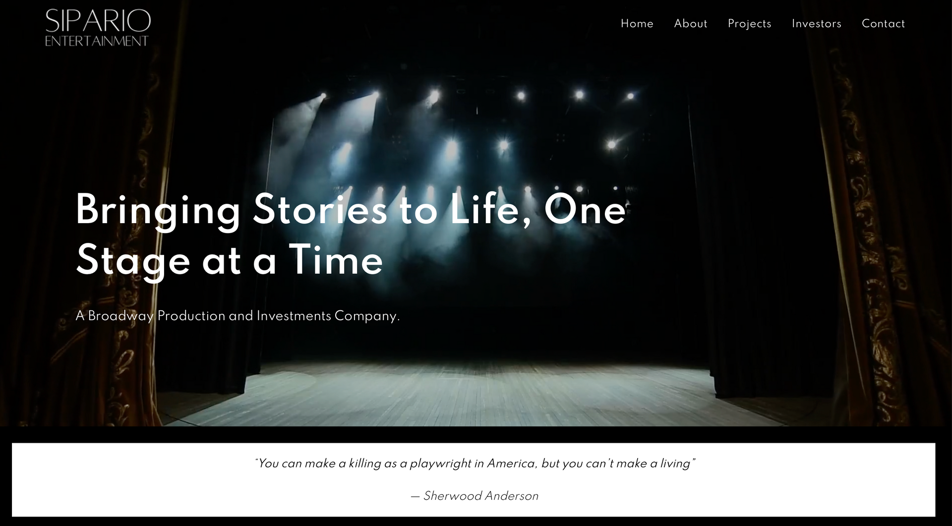 Sipario Entertainment | Broadway and Film Investments