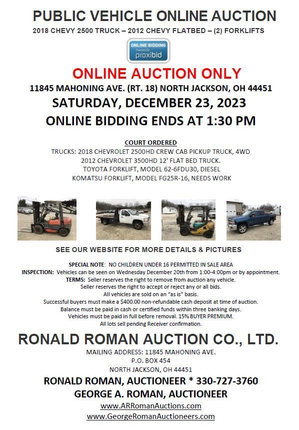 Vehicles & Equipment Auctions | Ronald Roman Auctions